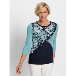 WITT WEIDEN Jacquard-Pullover in aquamarin-marine-gemustert | Gr.: 46