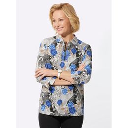 WITT WEIDEN Poloshirt in steingrau-royalblau-bedruckt | Gr.: 38