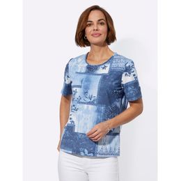 WITT WEIDEN Shirt in himmelblau-marine-bedruckt | Gr.: 46