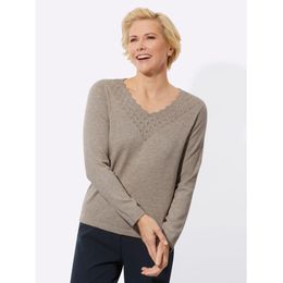 WITT WEIDEN V-Ausschnitt-Pullover in sesam-meliert | Gr.: 40