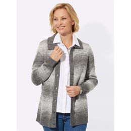 WITT WEIDEN Strickjacke in grau-anthrazit-geringelt | Gr.: 46