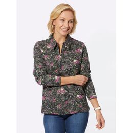 WITT WEIDEN Poloshirt in schwarz-violett-bedruckt | Gr.: 52