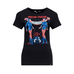 Queen Kerosin T-Shirt Meow Meow in schwarz | Gr.: XXL