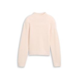 Tom Tailor Mädchen Strickpullover mit Stehkragen, beige, Uni, Gr. 152