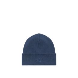 Calvin Klein Strickmütze »CK FINE RIB BEANIE« mit Markenlogo Dark Denim