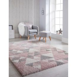 FLAIR RUGS Hochflor-Teppich »Nuru« rechteckig 30 mm Höhe Shaggy Berber Optik, Teppich, Wohnzimmer, Schlafzimmer rosa Obermaterial: 100%...