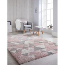 FLAIR RUGS Hochflor-Teppich »Nuru« rechteckig 30 mm Höhe Shaggy Berber Optik, Teppich, Wohnzimmer, Schlafzimmer rosa Obermaterial: 100%...