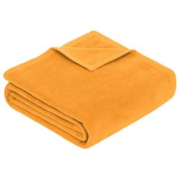 Ibena Wohndecke »Luxus« verschiedene Größen, unifarbenes Design, Kuscheldecke, Made in Europe gelbgold Obermaterial: 58% Baumwolle, 35% Polyacryl,...