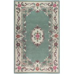 FLAIR RUGS Wollteppich »Aubusson« rechteckig 10 mm Höhe Wolle, Teppich, Wohnzimmer, Schlafzimmer, Esszimmer grün Obermaterial: 100% Wolle B : 75 cm...