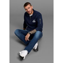 DELMAO Sweatshirt »Troyer« mit moderner Ärmeltasche marine L L Sweatshirt Troyer von DELMAO
