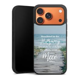 DeinDesign iPhone 17 Pro Max Handy Premium Silikon H&uuml;lle Handyh&uuml;lle schwarz Case Statement Beach Spruch Silikon Premium Case