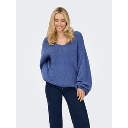 Jacqueline de Yong JDY V-Ausschnitt-Pullover »DINEA L/S REVERSIBLE PULLOV. KNT NOOS« der V-Ausschnitt kann vorn und hinten getragen werden Bleached Denim S S...
