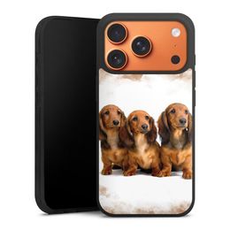 DeinDesign iPhone 17 Pro Max Handy Premium Silikon H&uuml;lle Handyh&uuml;lle schwarz Case Pet Dachshund Dog Silikon Premium Case