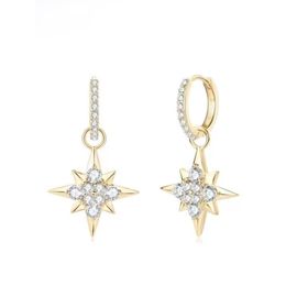 Rougemont Jewellery Earrings 'Funkelnde Moissanit Creolen Stern Design' female Gold size One Size