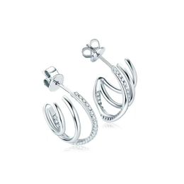 Rougemont Jewellery Earrings 'Funkelnde Moissanit Creolen Ohrringe mit Echtheitszertifikat' female Silver size One Size