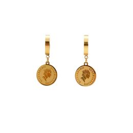 Nemomatheo Earrings 'Queen’s Coin' female Gold size 11 cm x 8 cm x 2cm
