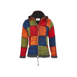 Thc Natural Line Knit Cardigan 'Schafwollstrickjacke bunte Quadrate 814' female Mixed colors size XXL