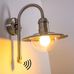 hofstein Elima Außenwandleuchte Edelstahl, 1-flammig, Bewegungsmelder