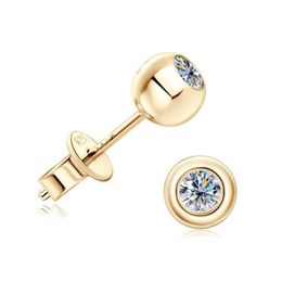 Rougemont Jewellery Earrings 'Paar Ohrstecker Funkelnde Kugel Moissanit Damen Ohrstecker 0,2ct 14K Gold 3,5 mm' female Gold size One Size
