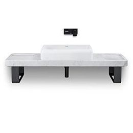 Duravit Qatego Waschtisch-Konsolen-Set D4800700 140x45x90cm, mit Konsole, Konsolenträger, Marmor Struktur poliert