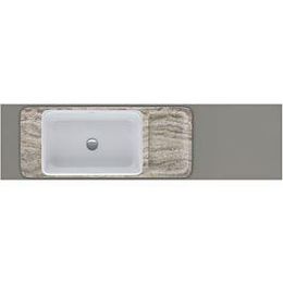 Duravit Qatego Waschtisch-Konsolen-Set D4800200 100x41x90cm, mit Konsole, grauer Travertin poliert