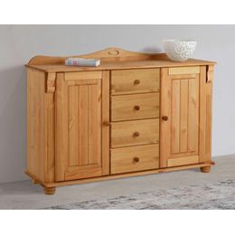 Kommode Home Affaire "Sideboard, Anrichte, mit 3 Schubladen, 2 Türen", natur, B:130cm H:91cm T:40cm, FSC-zertifiziertes Massivholz, Sideboards, aus massiver Kiefer, Breite 130 cm