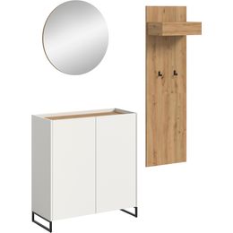 Garderoben-Set Inosign "EVRID, 3-teilig, Breite 175 cm, individuell stellbar & erweiterbar", weiß nb, artisan oak nb, B:175cm H:197cm T:38cm, Spanplatte, Kastenmöbel-Sets, Garderobenkombination, Garderobe, Wandgarderobe, Flur, Diele