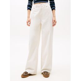 Cordhose Tommy Jeans "TJW CLAIRE HR WIDE CORD", Damen, Gr. 28, Länge 32, ancient weiß, Cord, Obermaterial: 100% Baumwolle, unifarben, Casual, lässig geschnitten, Hosen