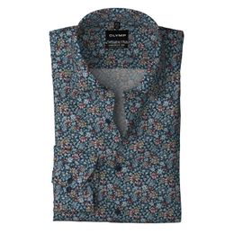 Langarmhemd OLYMP "Big & Tall", Herren, Gr. 48, N-Gr, marine, Web, Obermaterial: 100% Baumwolle, comfort fit normal, 2-Knopf-Manschette, Hemden, Neue COMFORT FIT BIG Kollektion, New-Kentkragen