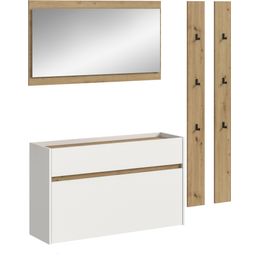 Garderoben-Set Inosign "EVRID, 4-teilig, Breite 172 cm, individuell hängbar & erweiterbar", weiß nb, artisan oak nb, B:172cm H:197cm T:32cm, Spanplatte, Kastenmöbel-Sets, Garderobenkombination, Garderobe, Wandgarderobe, Flur, Diele