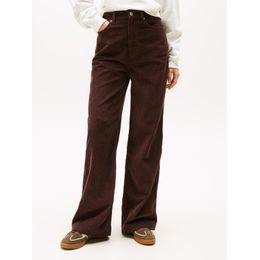 Cordhose Tommy Jeans "TJW CLAIRE HR WIDE CORD", Damen, Gr. 25, Länge 32, rich braun, Cord, Obermaterial: 100% Baumwolle, unifarben, lässig geschnitten, Hosen