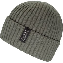 Beanie Chillouts "Juri Hat", Damen, grau (taupe), Rippstrick, Baumwollmischung, unifarben, Mützen, Mit breitem Umschlag