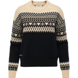 Norwegerpullover Ragwear "Oslana", Damen, Gr. XS (34), schwarz, Strick, Material: 60% Baumwolle; 40% Acryl, Basic, gerade hüftlang, hoch geschlossener Ausschnitt, eng Rippstrickbündchen, Pullover, Warmer Norweger Damen Strickpullover