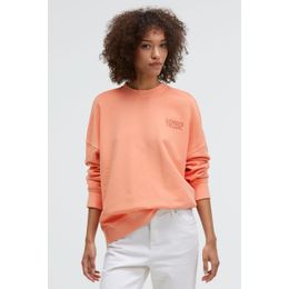Sweater SENSES.THE LABEL, Damen, Gr. M, peach nectar, Material: 100% Baumwolle, bedruckt, regular fit normal, Rundhals, eingesetzt Rippb&uuml;ndchen, Sweatshirts Sweater, mit &uuml;berschnittenen Schultern