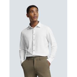 Langarmhemd NO EXCESS "NO EXCESS Piqu&eacute;-Hemd von Timeless Basics", Herren, Gr. L, Normalgr&ouml;&szlig;en, wei&szlig;, 97% Baumwolle, 3% Elasthan, regular fit, Hemden