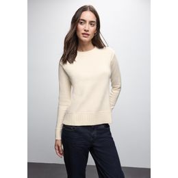 Rundhalspullover Street One, Damen, Gr. 34, soft beige, Strick, Obermaterial: 33% Polyester, 31% Polyacryl, 24% Baumwolle, 12% Polyamid, unifarben, regular fit normal, Rundhals, Rippb&uuml;ndchen, Pullover Rundhalspullover, mit Rippb&uuml;ndchen