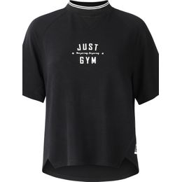 T-Shirt LPO "T-Shirt Lucy", Damen, Gr. 40 (M), schwarz, 67% recyceltes Polyester, 30% Modal, 3% Elasthan, regular fit, Shirts