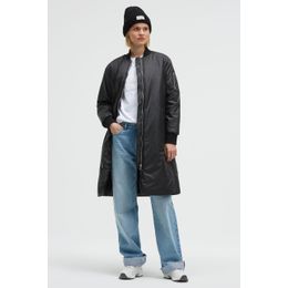 Langjacke SENSES.THE LABEL, Damen, Gr. XL, schwarz, Material: 100% Polyester, Futter: 100% Polyester, Füllung: 100% Polyester, unifarben, regular fit lang, eingesetzt Rippbündchen, Jacken, mit Zwei-Wege-Reißverschluss