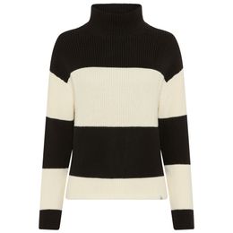 Strickpullover Calvin Klein Jeans, Damen, Gr. L (42), schwarz combo, Strick, Obermaterial: 100% Baumwolle, geringelt, bequem normal, Rundhals, Pullover, Stehkragen, lockere Passform