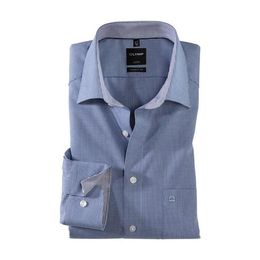 Businesshemd OLYMP "Luxor modern fit", Herren, Gr. 44, N-Gr, blau (royal), Web, Obermaterial: 100% Baumwolle, kariert, Hemden