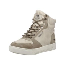 Schnürstiefelette Mustang Shoes "Mustang Shoes Stiefelette Lederimitat", Damen, Gr. 38, beige, Lederimitat, Schuhe