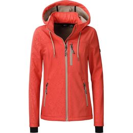 Softshelljacke LPO "Softshelljacke Janice Übergangsjacke", Damen, Gr. 36/38 (M), poppy rot, 100% Polyester, regular fit, mit Gummizug, Jacken, Allover-Print
