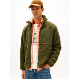 Sweatjacke Tommy Hilfiger "TEDDY FLEECE ZIP THROUGH", Herren, Gr. L, huntsman grün, Fleece, Obermaterial: 50% Polyacryl, 50% Polyester, unifarben, regular fit normal, Rundhals, eingesetzt gerader Abschluss, Sweatjacken, Übergangsjacke Herbstjacke Teddy Plüsch Soft Jacke