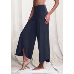 Culotte Lascana, Damen, Gr. 52/54, N-Gr, marine, Obermaterial: 93% Polyester, 7% Elasthan, Basic, Hosen Culotte, mit gerundetem Beinsaum in weich flie&szlig;ender Qualit&auml;t