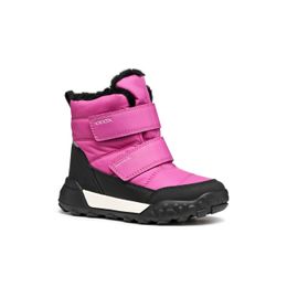 Winterboots Geox "J TREKKYUP GIRL B AB", Kinder, Gr. 28, pink, schwarz, Synthetik, Textil, Schuhe, Klettstiefel mit Warmfutter, Größenschablone zum Download