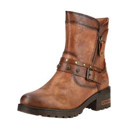 Bikerboots Mustang Shoes "Mustang Shoes Stiefelette Lederimitat", Damen, Gr. 39, cognac, Lederimitat, Schuhe Bikerboots