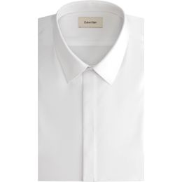 Businesshemd Calvin Klein "XSLIM OCCASION STR SLD", Herren, Gr. 45, N-Gr, weiß, Web, Obermaterial: 97% Baumwolle, 3% Elasthan, unifarben, slim fit normal, Rundhals, 1-Knopf-Manschette, Hemden, normaler Kragen, Slim fit, verdeckte Knöpfe