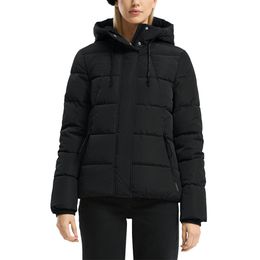 Steppjacke QS, Damen, Gr. XXL, schwarz, Steppware, Obermaterial: 100% Polyester. Futter: 100% Polyester, unifarben, gerade hüftbedeckend, Rundhals, Flachstrickbündchen, Jacken, mit Kapuze