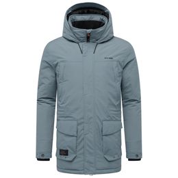 Winterjacke STONE HARBOUR "Wadiim XX", Herren, Gr. S (48), rauchblau, Obermaterial: 100% Nylon, Innenfutter: 100% Polyester, Wattierung: 100% Polyester, Ärmelfutter: 100% Polyester, gerade Po-bedeckend, hoch geschlossener Ausschnitt, Ärmel ohne Ärmelschlitz 1-Knopf-Manschette verstellbar, Jacken, Warm gefütterte Outdoorjacke mit Kapuze, Topseller
