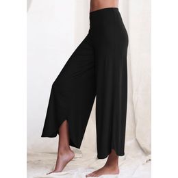 Culotte Lascana, Damen, Gr. 36/38, N-Gr, schwarz, Obermaterial: 93% Polyester, 7% Elasthan, unifarben, Basic, Hosen, mit gerundetem Beinsaum in weich fließender Qualität